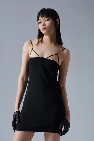 Dsquared2 Icon Leather Trim Mini Dress