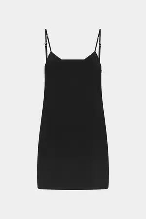 Dsquared2 Icon Leather Trim Slip Dress - Black