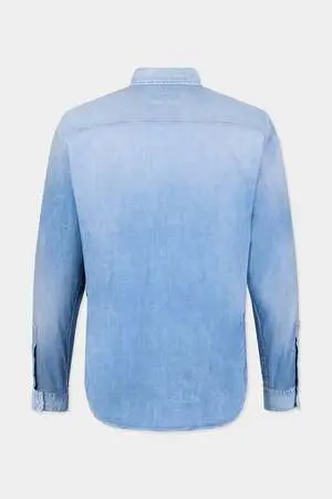 Dsquared2 Light Wash Distressed Denim Shirt