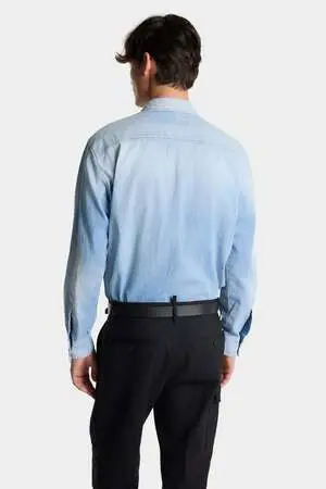 Dsquared2 Light Wash Distressed Denim Shirt