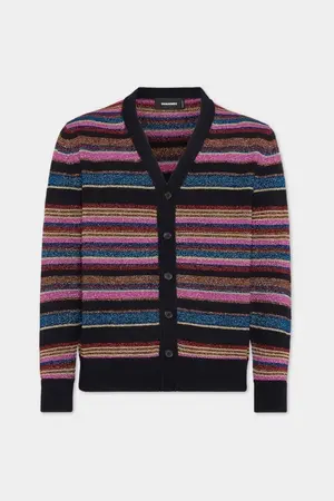 Dsquared2 Striped Metallic Yarn Cardigan - Black