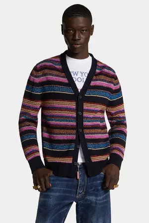 Dsquared2 Striped Metallic Yarn Cardigan