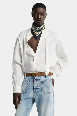Dsquared2 Linen Tie Dropped Shoulder Shirt