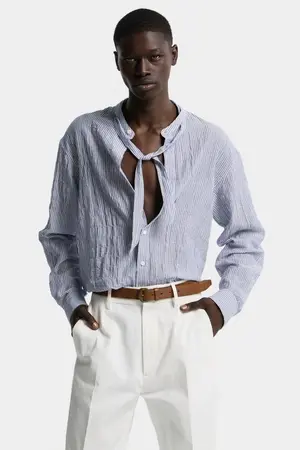 Dsquared2 Linen Tie Dropped Shoulder Shirt