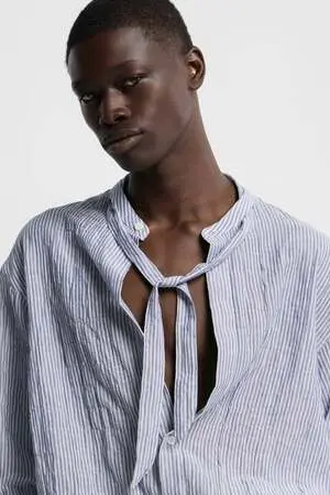 Dsquared2 Linen Tie Dropped Shoulder Shirt