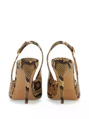 FERRAGAMO Vara Bow Snakeskin Slingback Stilettos - Neutrals