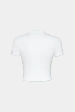 Dsquared2 Cropped Cotton Jersey Icon Print T-shirt