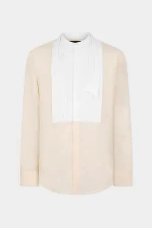 Dsquared2 Silk Satin Shirt With Plastron And Dropped Shoulders - Black