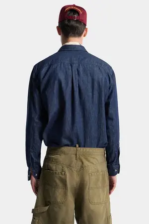 Dsquared2 Denim Biker Shirt With Zip Pockets