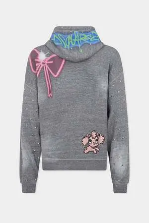 Dsquared2 Graffiti Logo Embellished Zip-up Hoodie