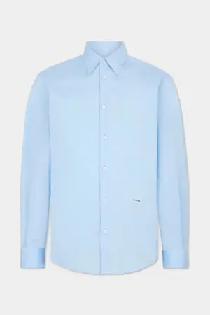 Dsquared2 Dsquared2 Relaxed Fit Stretch Poplin Shirt With Micro Print Blue