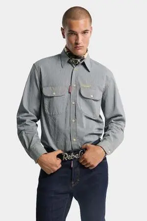 Dsquared2 Striped Denim Canadian Vintage Shirt