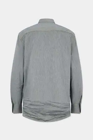 Dsquared2 Striped Denim Shirt With Embroidered Logo