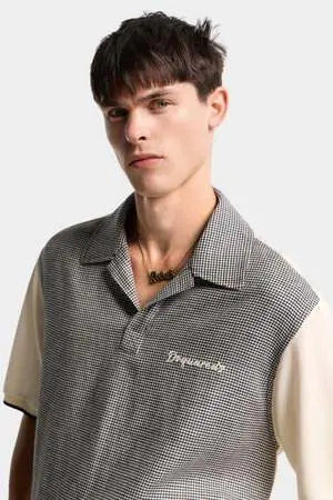 Dsquared2 Virgin Wool Linen Pied De Poule Polo