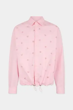 Dsquared2 Embroidered Flower Appliqué Drawstring Shirt