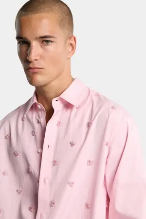 Dsquared2 Embroidered Flower Appliqué Drawstring Shirt