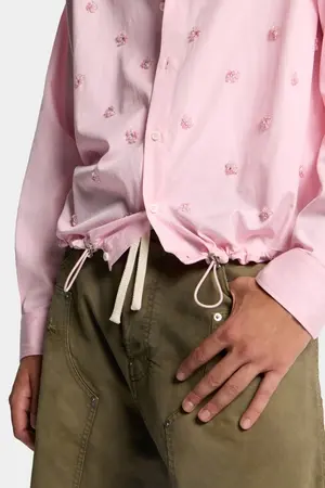 Dsquared2 Embroidered Flower Appliqué Drawstring Shirt