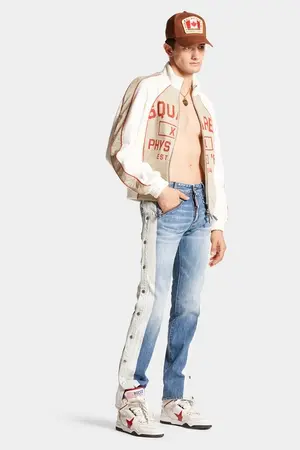 Dsquared2 Stone-washed Denim Pants With Contrast Snap Button Leg Detailing