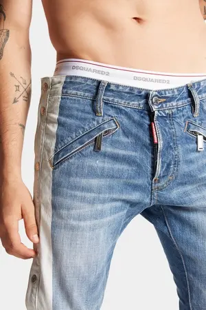 Dsquared2 Stone-washed Denim Pants With Contrast Snap Button Leg Detailing