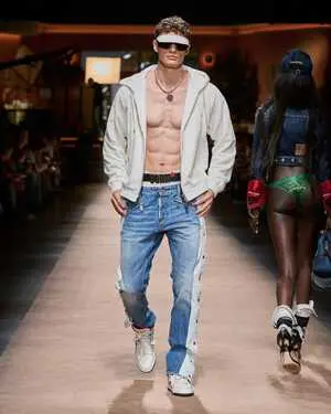 Dsquared2 Stone-washed Denim Pants With Contrast Snap Button Leg Detailing