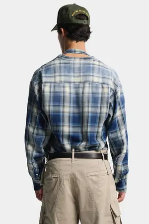 Dsquared2 Ombré Check Shirt With Mandarin Collar