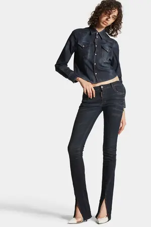 Dsquared2 Icon Black Dusty Wash Trumpet Jeans