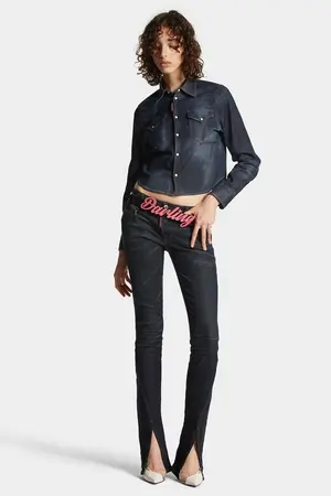 Dsquared2 Black Dusty Wash Trumpet Jeans With Slit Cuffs
