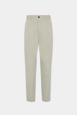 Dsquared2 One Pleat Cotton Twill Tapered Trousers - Beige
