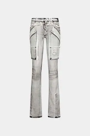 Dsquared2 Icon White Coal Wash Trumpet Jeans