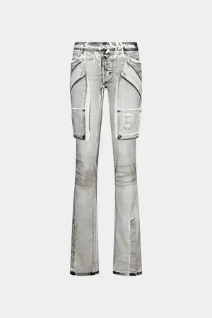 Dsquared2 Icon White Coal Wash Trumpet Jeans