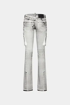 Dsquared2 Icon White Coal Wash Trumpet Jeans