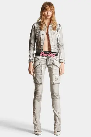 Dsquared2 Icon White Coal Wash Trumpet Jeans