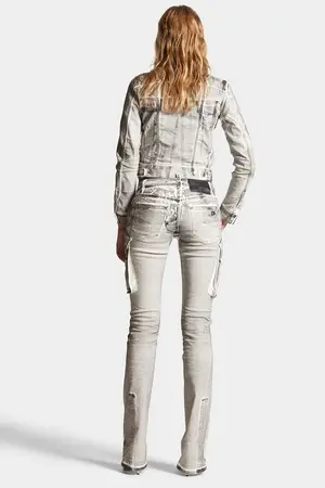 Dsquared2 Icon White Coal Wash Trumpet Jeans