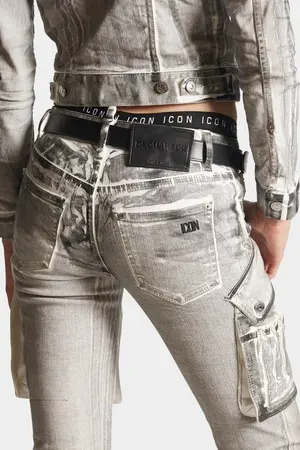 Dsquared2 Icon White Coal Wash Trumpet Jeans