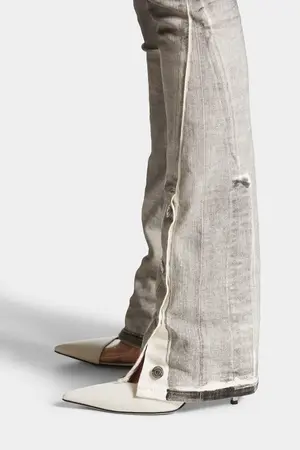 Dsquared2 Icon White Coal Wash Trumpet Jeans