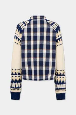Dsquared2 Classic Check Drawstring Shirt With Norwegian-knit Sleeves