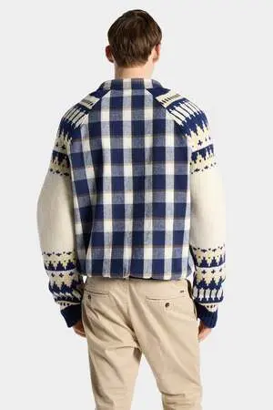 Dsquared2 Classic Check Drawstring Shirt With Norwegian-knit Sleeves