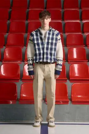 Dsquared2 Classic Check Drawstring Shirt With Norwegian-knit Sleeves