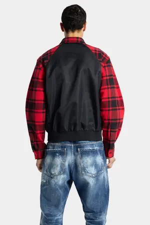 Dsquared2 Hybrid Checked Overshirt With Nylon Back And Drawstring Hem