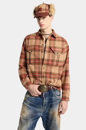 Dsquared2 Checked Wool Flannel Military Shirt