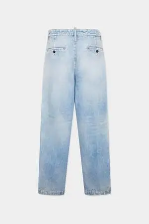 Dsquared2 Light Clean Wash One-pleat Loose Fit Denim Trousers