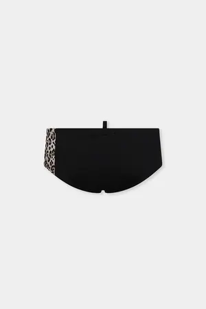 Dsquared2 Logo Swim Briefs With Animal Print Trim