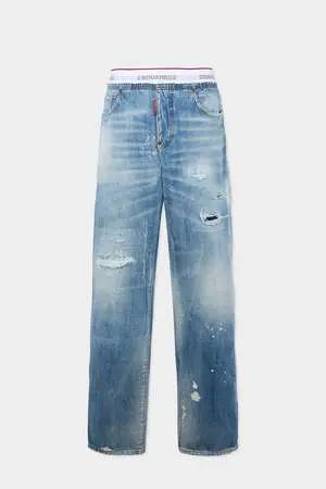Dsquared2 Light Wash Distressed Denim Joggers - Blue