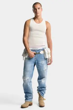Dsquared2 Light Wash Distressed Denim Joggers
