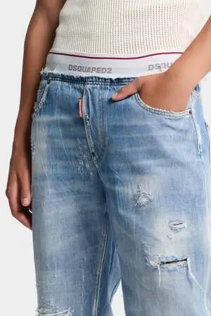 Dsquared2 Light Wash Distressed Denim Joggers