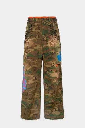 Dsquared2 Rebel Tag Wide Cargo Pants - Fantasy