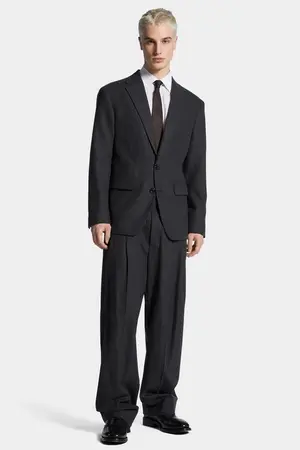Dsquared2 Striped Wool Suit With Baggy Trousers