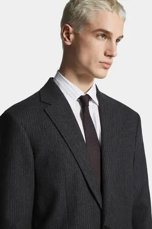 Dsquared2 Striped Wool Suit With Baggy Trousers