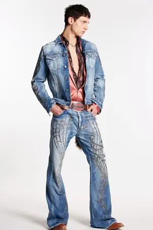 Dsquared2 Medium Wash Embellished Denim Jeans - Blue