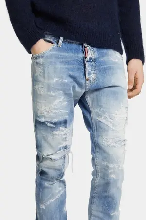 Dsquared2 Light Wash Ripped Cool Guy Jeans - Blue
